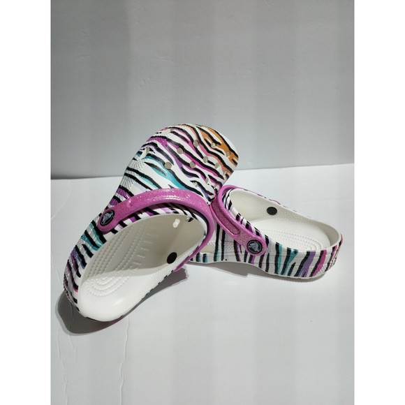 CROCS | Shoes | New Kids Crocs Classic Animal Print Clogs Glitter ...